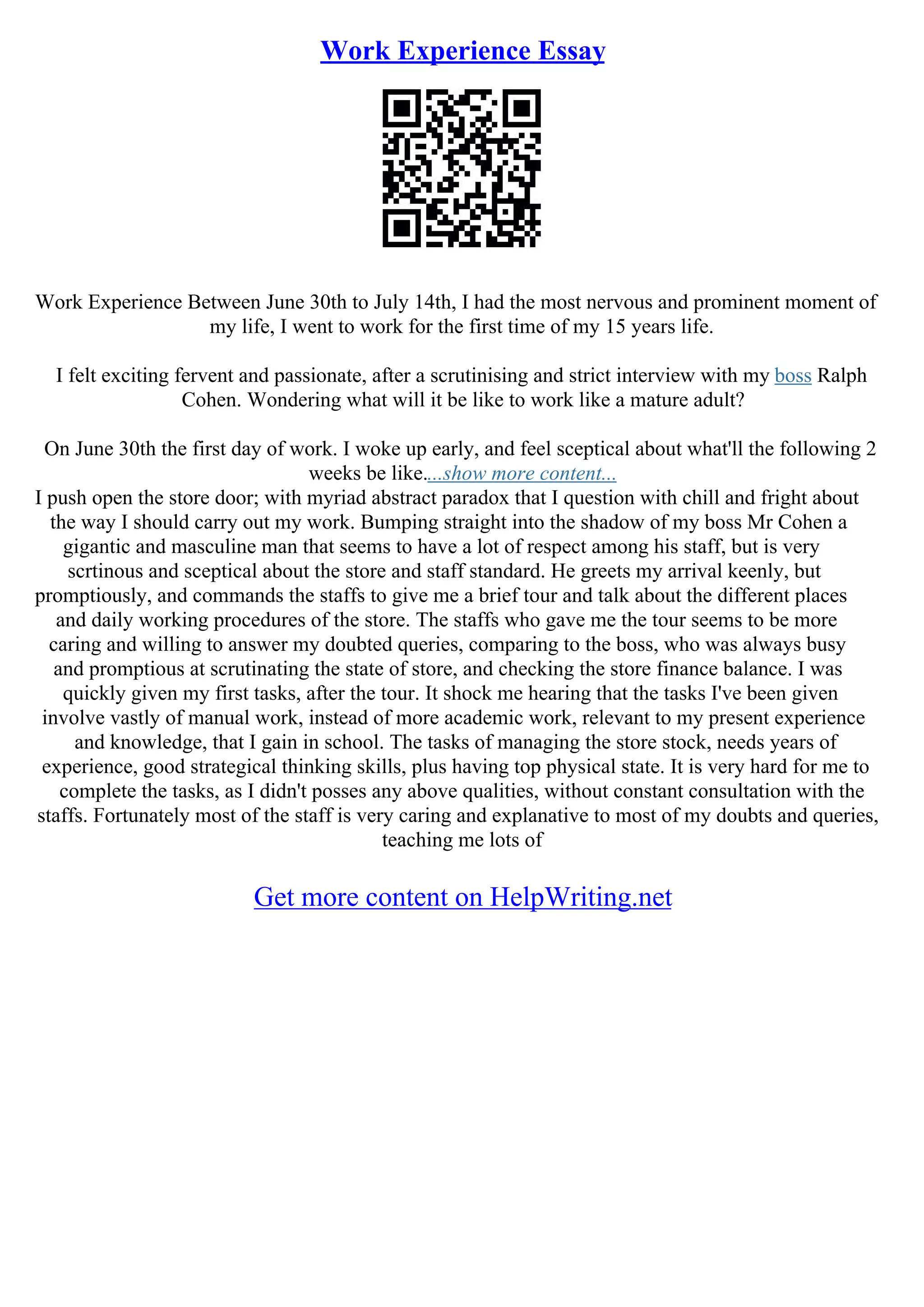 Essay Work | PDF