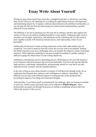 Essay Write About Yourself.pdf | Freelance Writing | Content Production