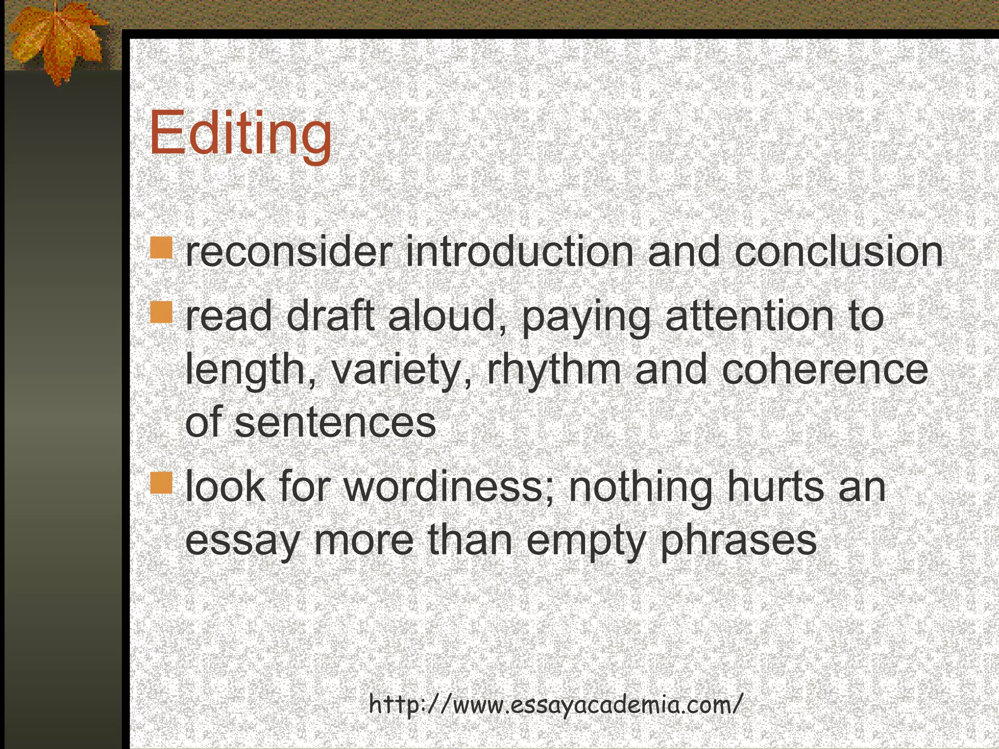 Fundamentals of Essay Writing | PPT