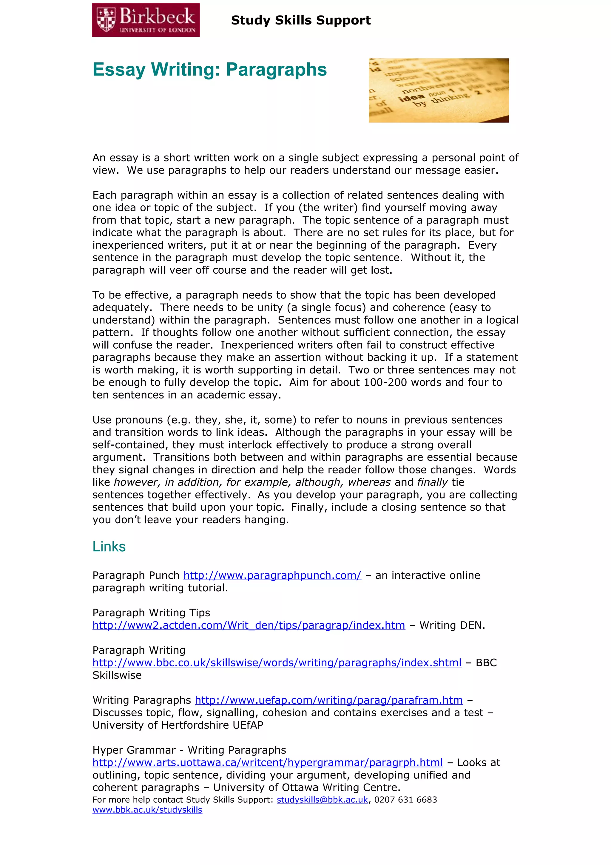 Essay writing paragraphs | DOC