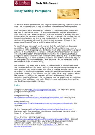 Essay writing paragraphs | DOC