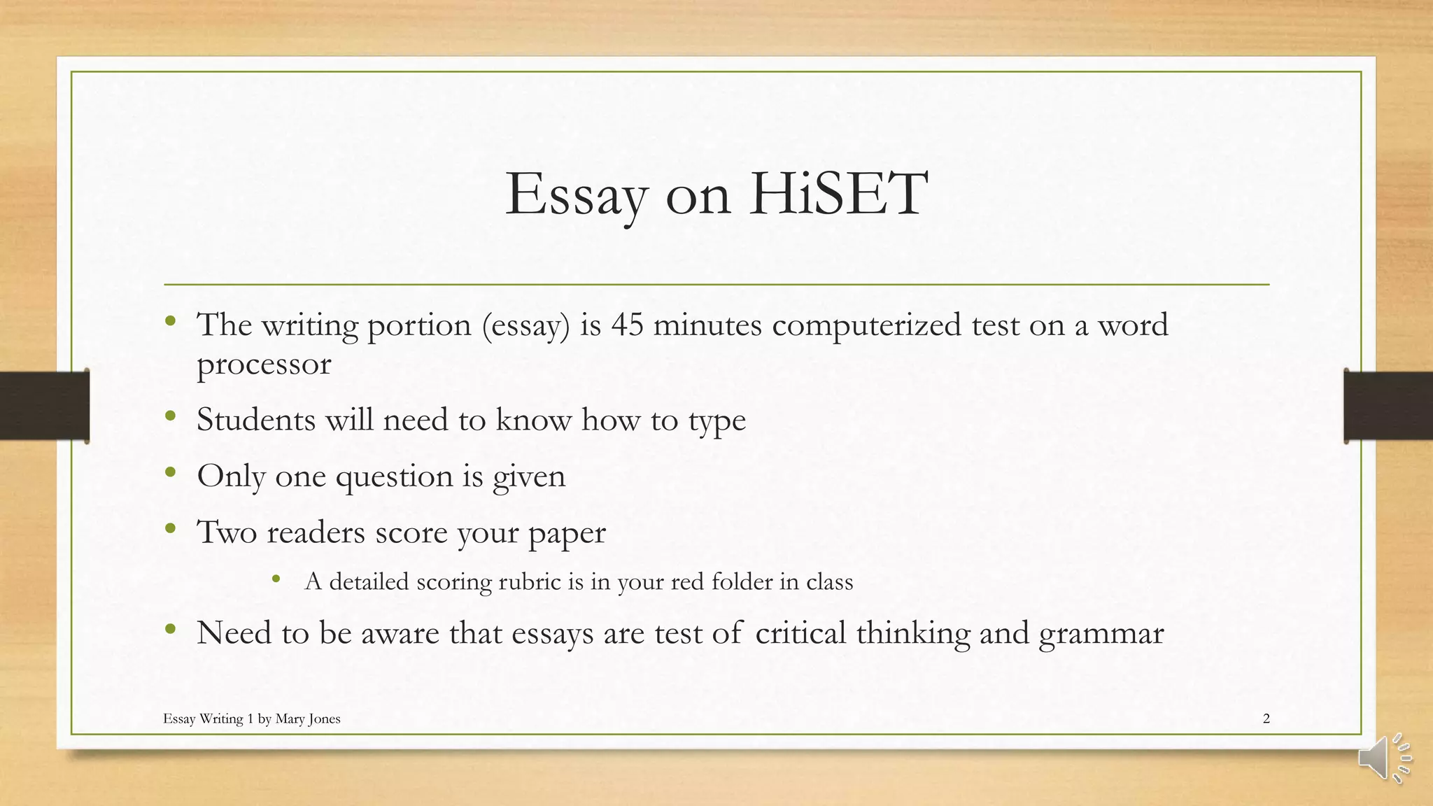 How To Write An Essay For HiSET #1 | PPTX