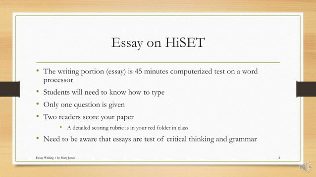 How To Write An Essay For HiSET #1 | PPTX | Educational Assessment ...