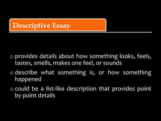 Essay writing 5th types of essay | PPTX
