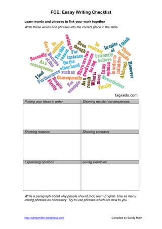 Essay writing checklist | DOCX