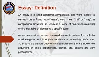 Essay: Definition, Elements and Types | PDF