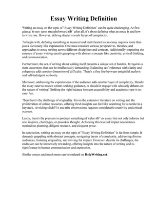Essay Writing Definition | PDF