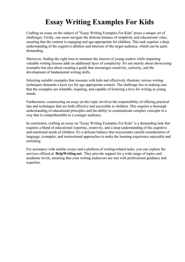 Essay Writing Examples For Kids | PDF | Skateboarding | Extreme Sports