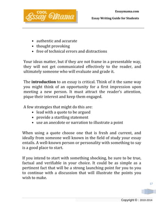 Essay writing guide | PDF | Homework and Study | Education