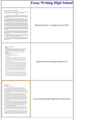 Essay Writing High School | PDF