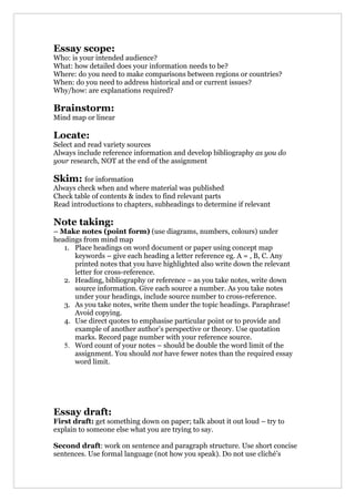 Essay writing hints booklet 1 | DOC