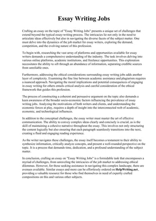 Essay Writing Jobs | PDF