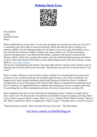Essay Writing Music | PDF