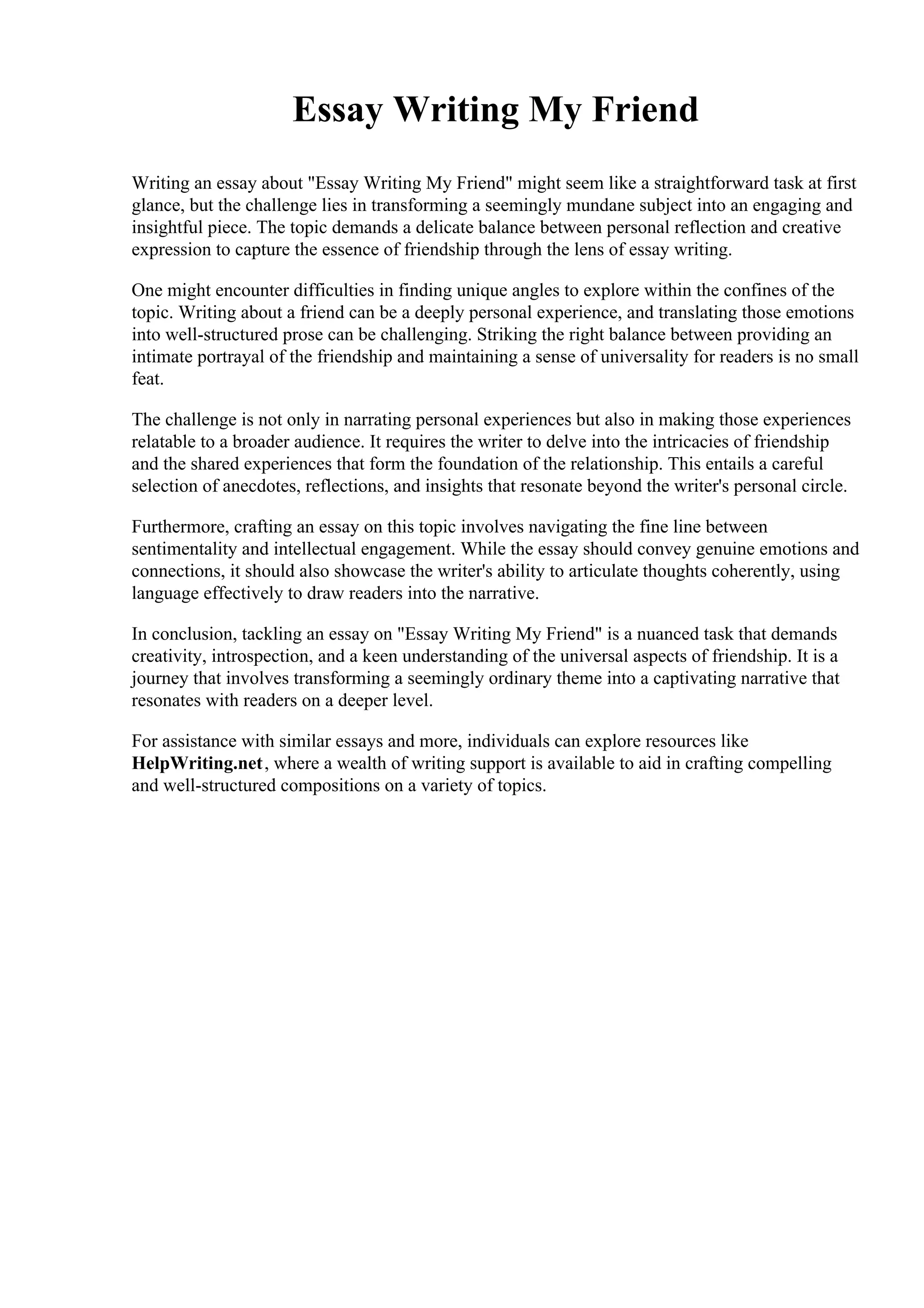 Essay Writing My Friend | PDF