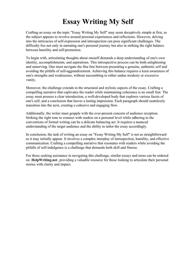 Essay Writing My Self. Essay about myself as a writer | PDF
