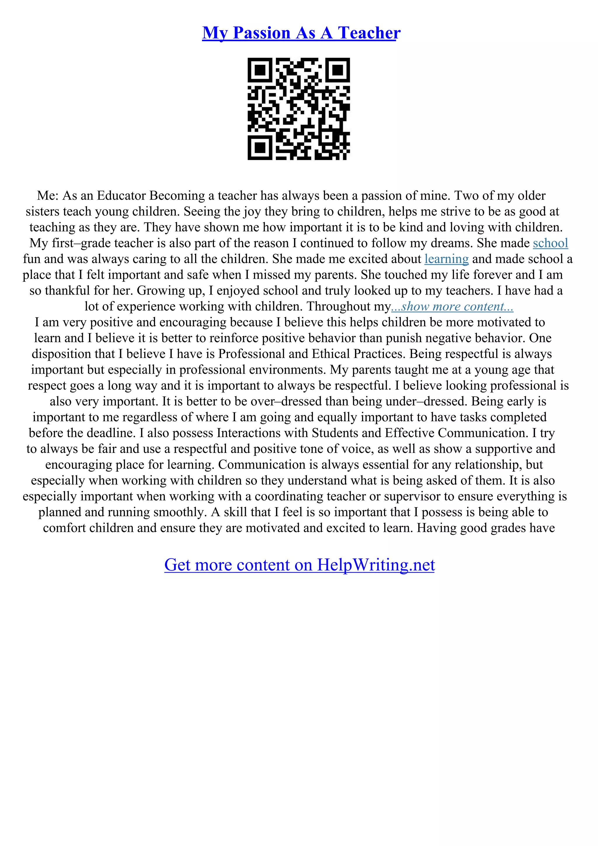 Essay Writing My Teacher | PDF