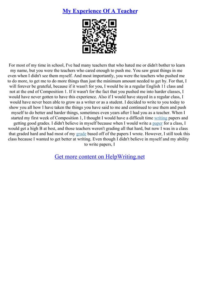 Essay Writing My Teacher | PDF