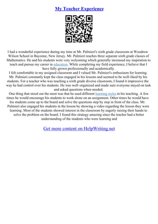 Essay Writing My Teacher | PDF | Secondary Education | Education