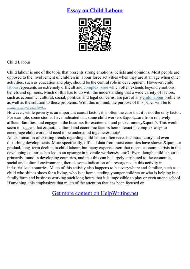 Essay Writing On Child Labour | PDF