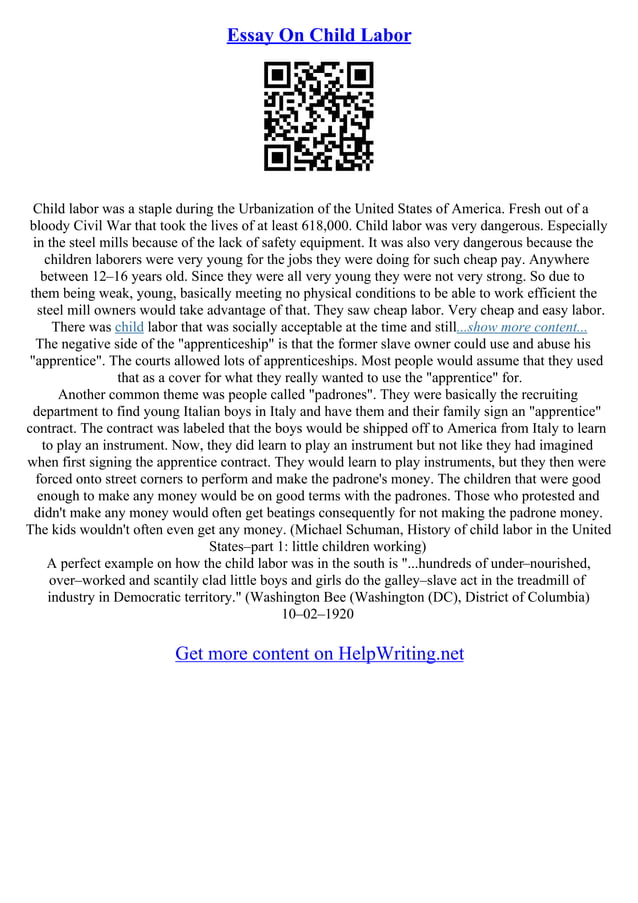 Essay Writing On Child Labour | PDF