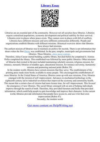 Essay Writing On Library | PDF