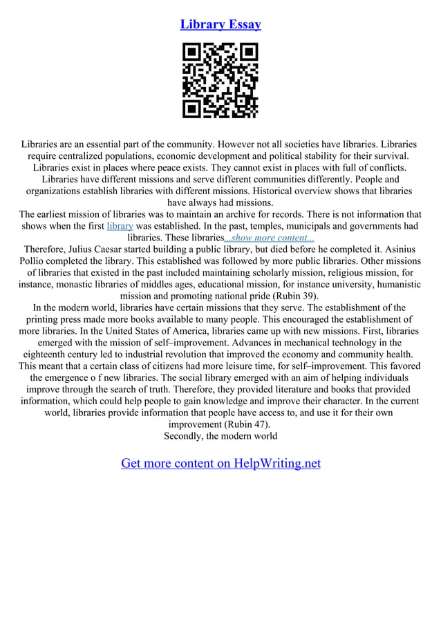 Essay Writing On Library | PDF