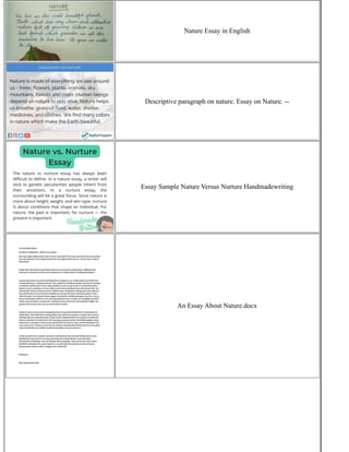Essay Writing On Nature | PDF