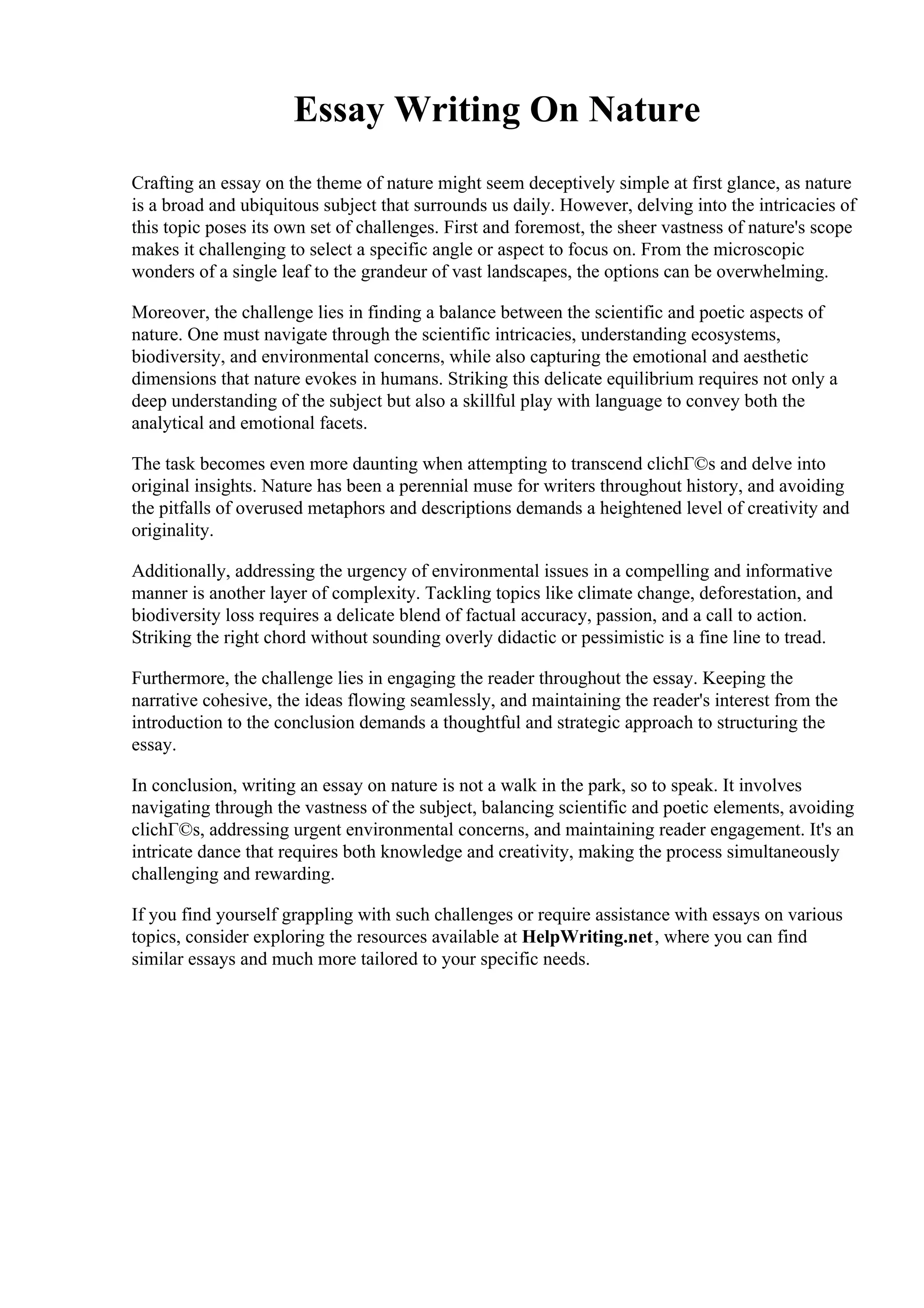 Essay Writing On Nature | PDF