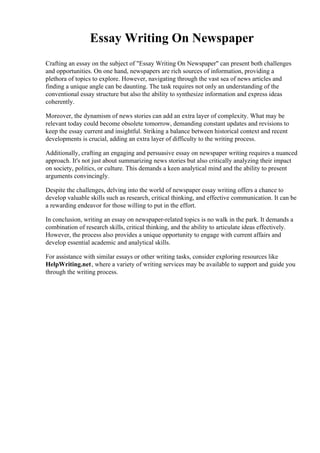 Essay Writing On Newspaper.pdf | Homework and Study | Education