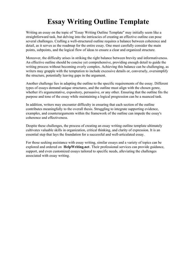 Essay Writing Outline Template. 7 Best Images of Printable Outline For ...