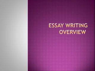 Essay writing overview | PPTX | First Aid | Injuries