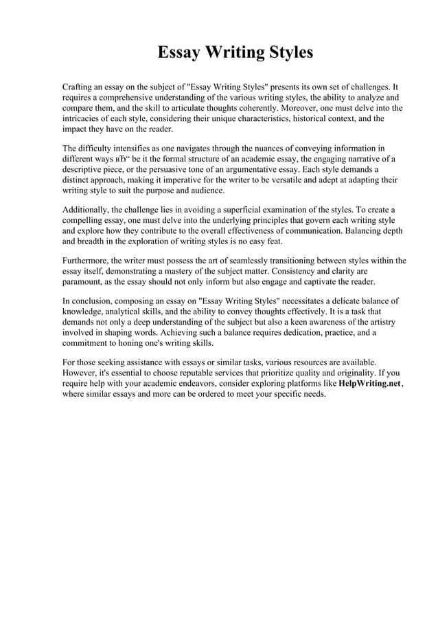 Essay Writing Styles. Virginia Polytechnic Institute and State ...