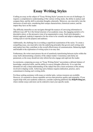 Essay Writing Styles | PDF
