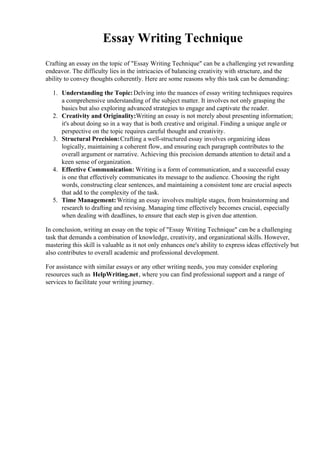 Essay Writing Technique.pdf | Screenwriting | Content Production