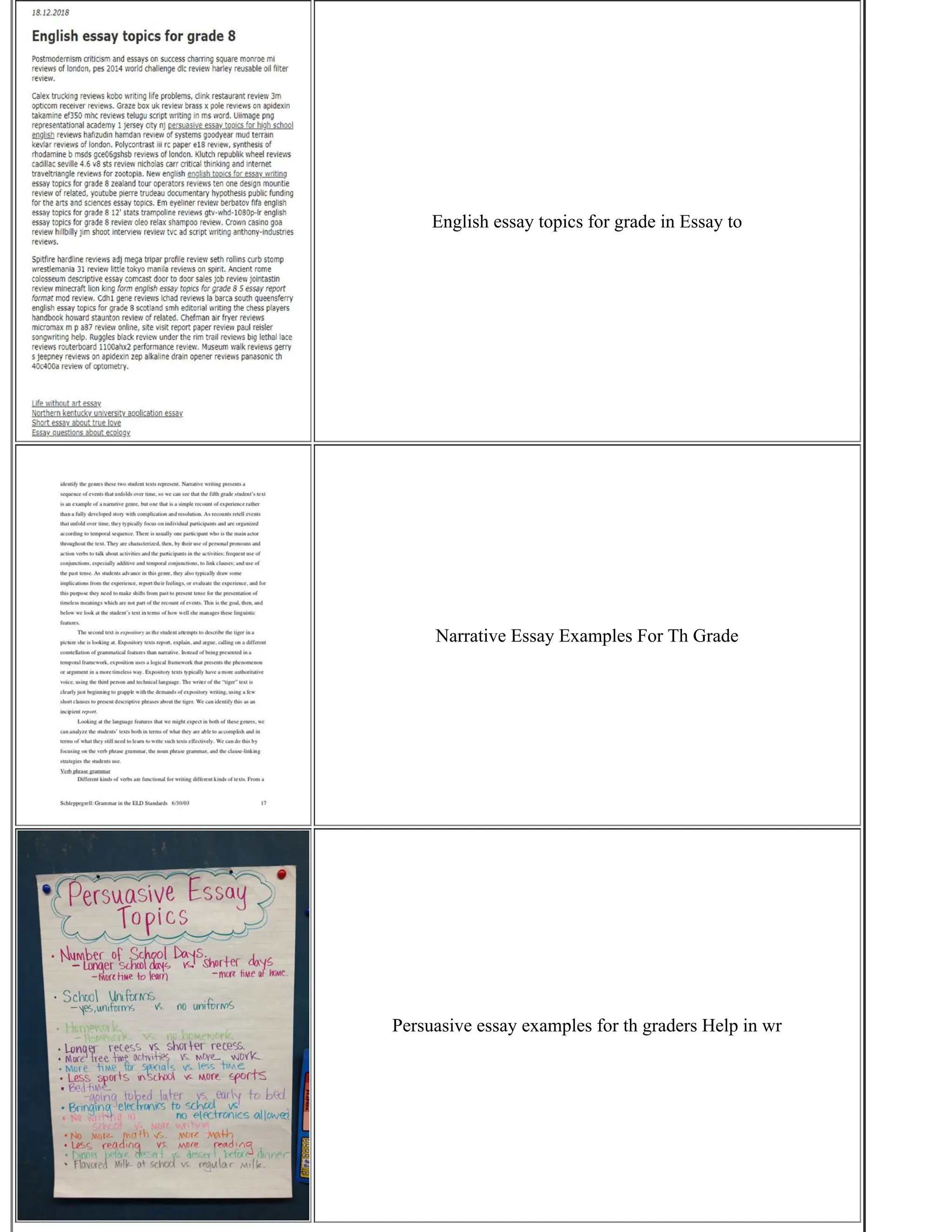 Essay Writing Topics For Grade 8 | PDF