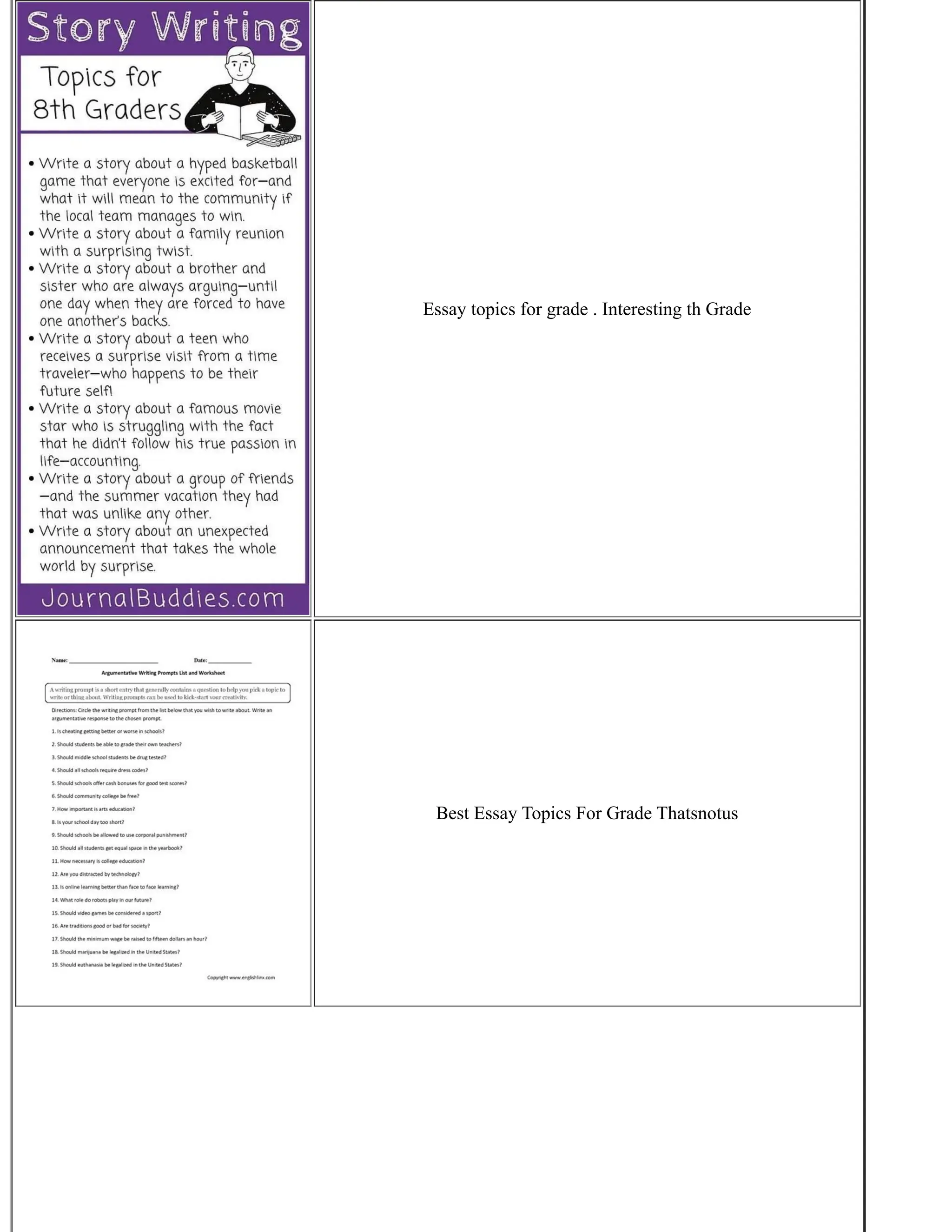 Essay Writing Topics For Grade 8 | PDF