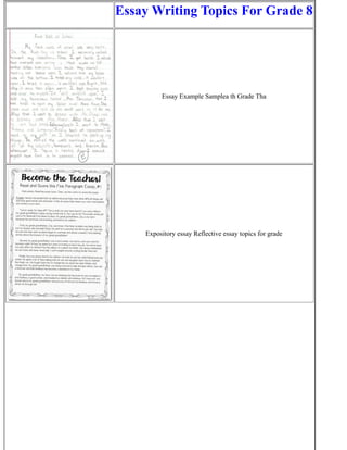 Essay Writing Topics For Grade 8 | PDF