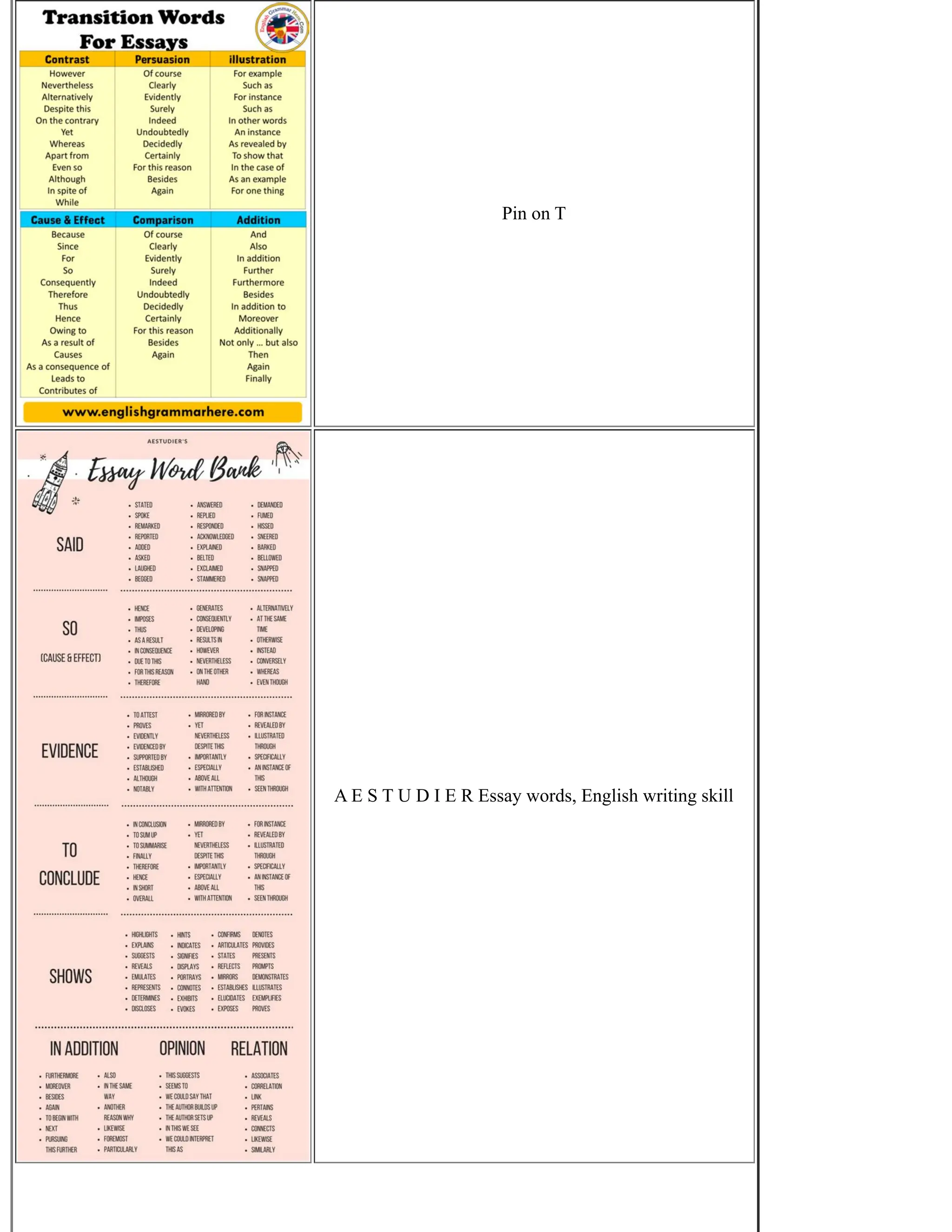 Essay Writing Vocabulary | PDF
