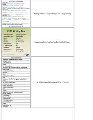 Essay Writing Vocabulary | PDF