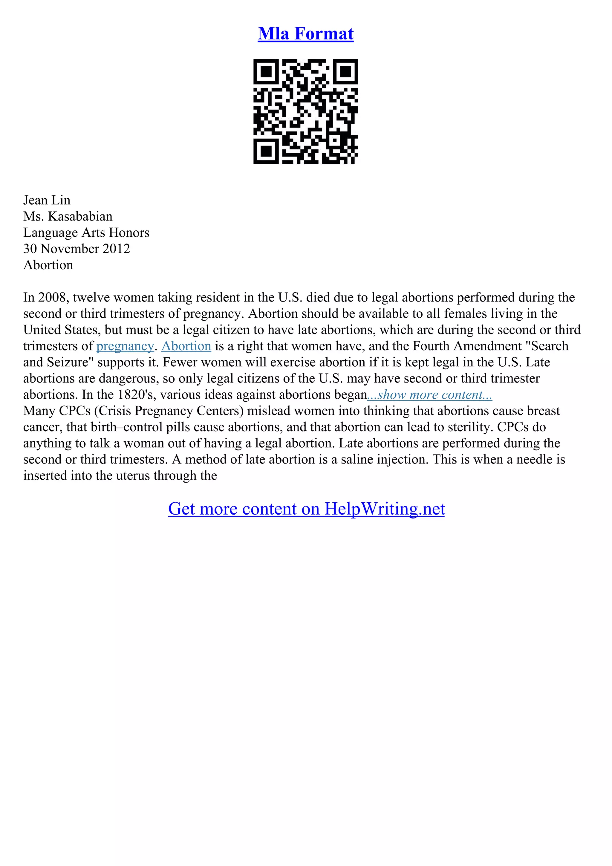 Essay Written In Mla Format | PDF