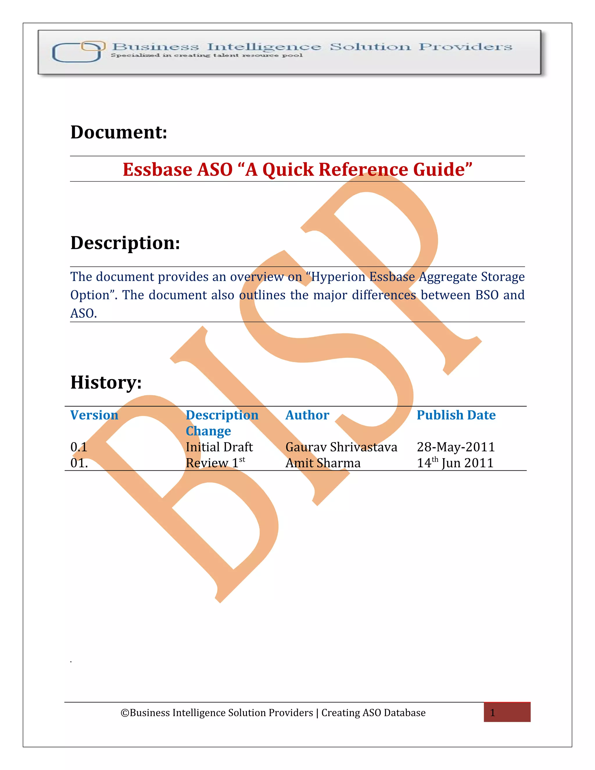 Essbase aso a quick reference guide part i | PDF | Databases | Computer ...