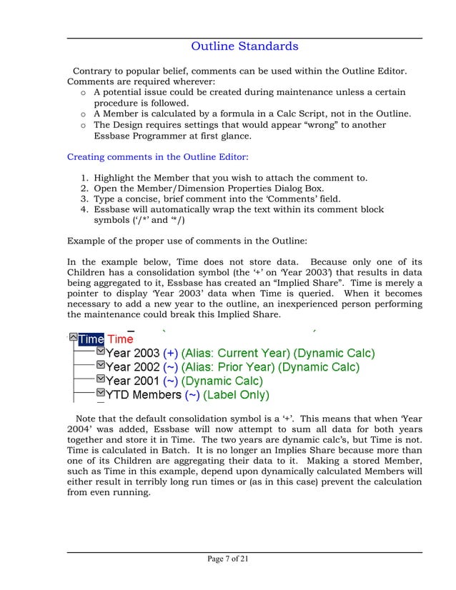 Essbase coding standards | PDF