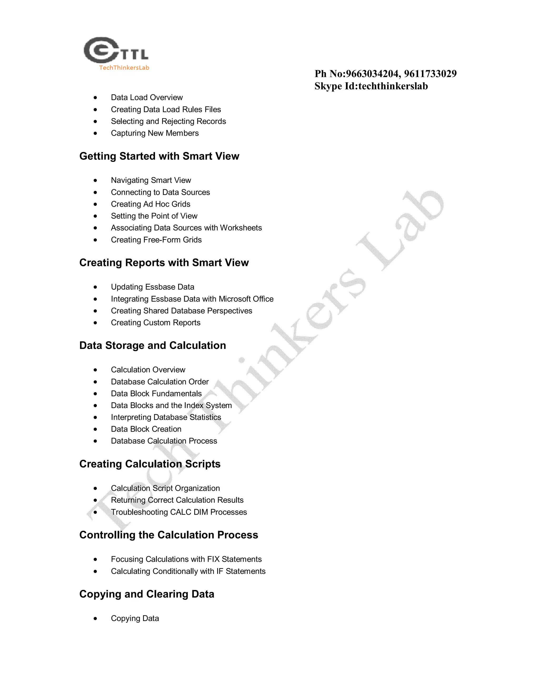 Essbase training | Course Content | PDF