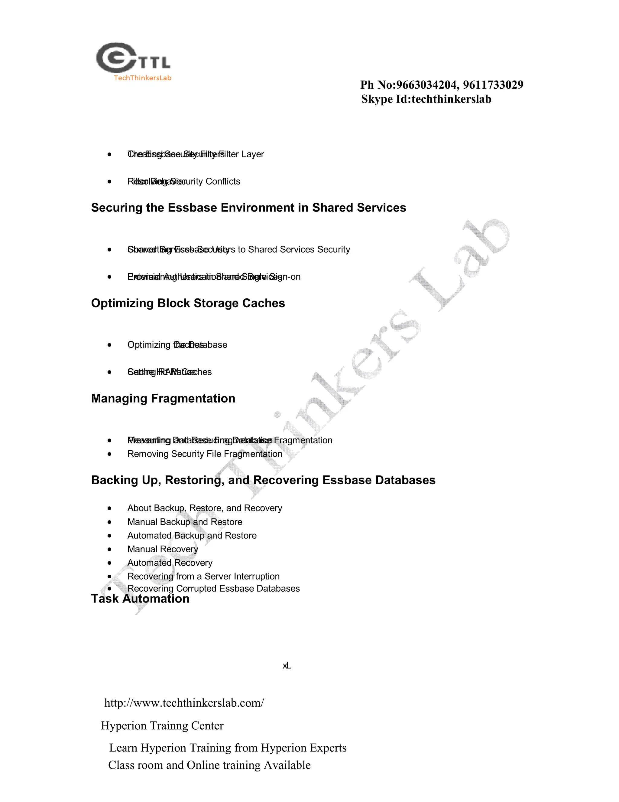 Essbase training | Course Content | PDF