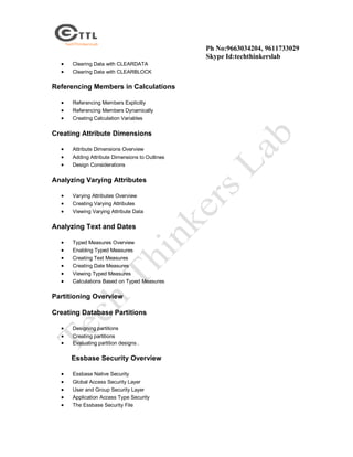 Essbase training | Course Content | PDF