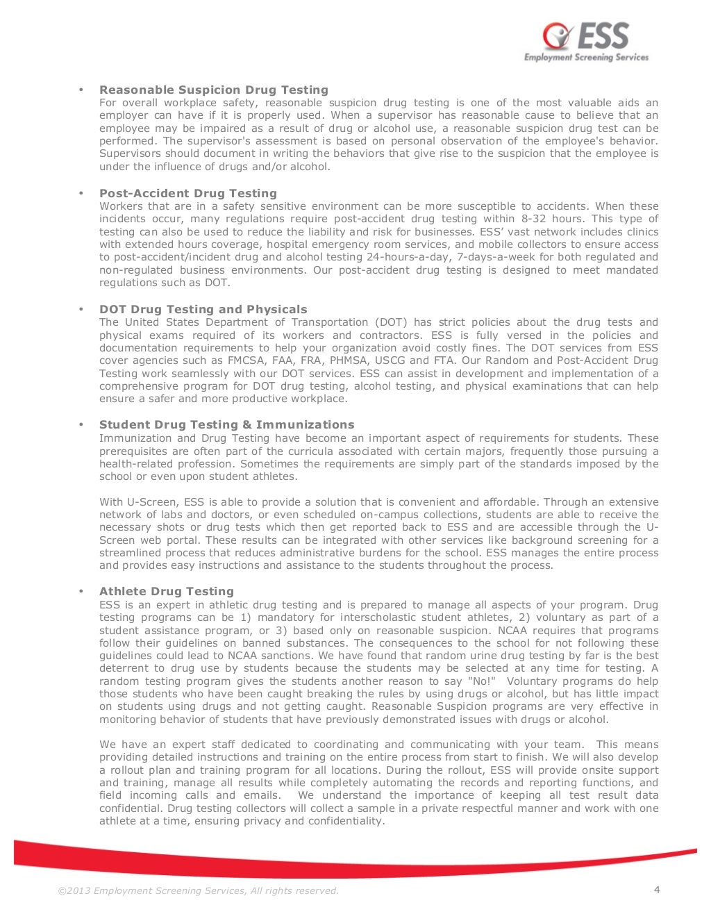 ESS Drug Testing | PDF