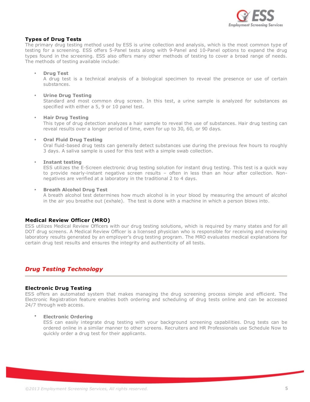 ESS Drug Testing | PDF