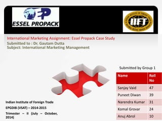 Essel propack - International Marketing Managment | PPT