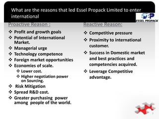 Essel propack - International Marketing Managment | PPT