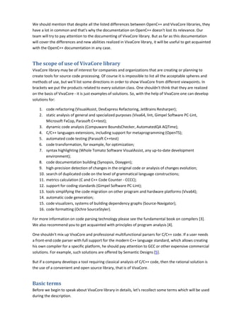 The essence of the VivaCore code analysis library | PDF | Programming Languages | Computing